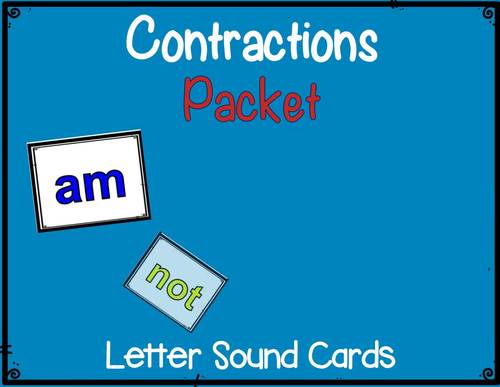 Contractions Packet Word Cards, Contractions & Worksheets 15 Common ...