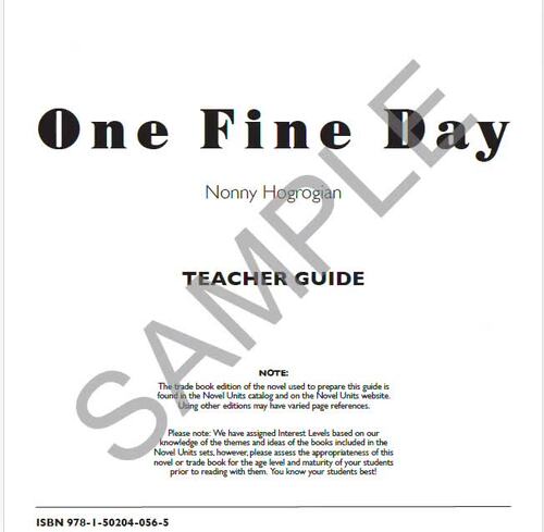 One Fine Day Novel Units® Teacher Guide Novel Study | TPT