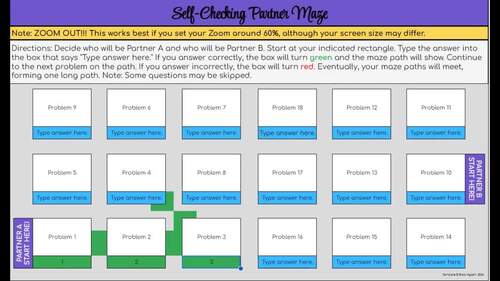 Editable Digital Partner Activity | Maze Template (v.3) by Erica Loves Math