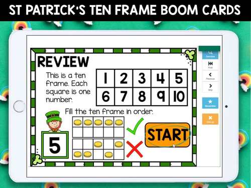 St Patrick's Day Fill the Ten Frame Boom Cards | Counting Objects to 20
