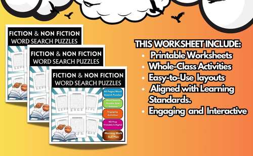 Fiction & Non Fiction Word Search Activities Morning Work 4th,5th,6th ...