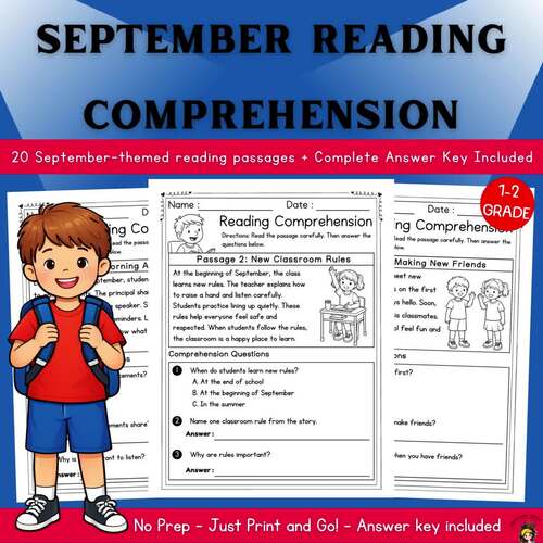 September Reading Comprehension Passages Grade 2 3 Fall Reading ...