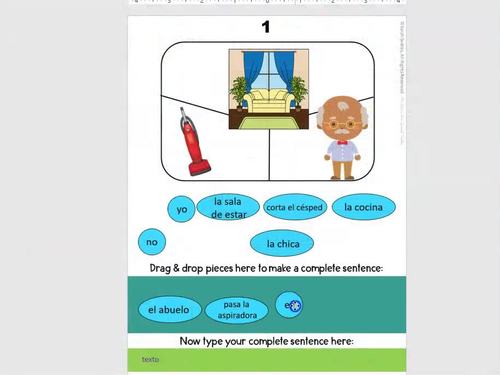DIGITAL Spanish Sentence Structure Centers Stations for House Chores Family