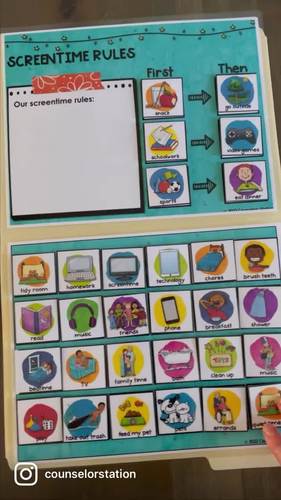 Screen Time Rules Lap Book Visual Chart for Home Routines & Expectations