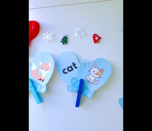 Mitten CVC Word Match – Hands-On Winter Literacy Center for PreK,1st,2nd