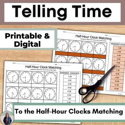 Telling Time Activities to the Half Hour with Analog Clocks Life Skills
