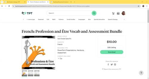 French: Profession and Être Vocab and Assessment Bundle | TPT