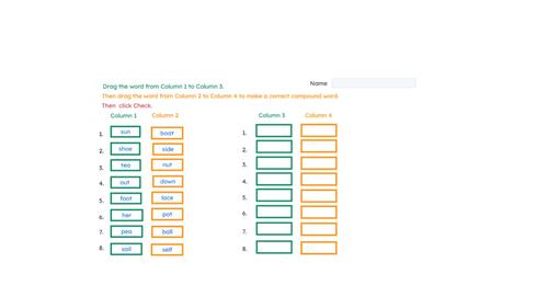 Compound Word Sort and Match - Printable and Drag & Drop Easel | TPT