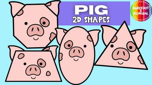 Pig 2D Shape Clipart | Cute Pig Clipart Shapes for Math Activities
