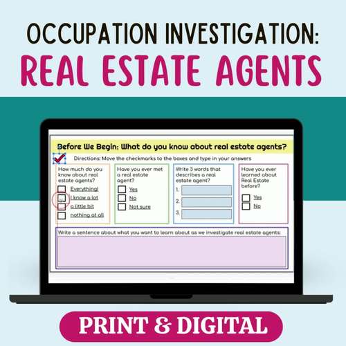 Nonfiction Reading Response Digital and Print Activities - Real Estate ...