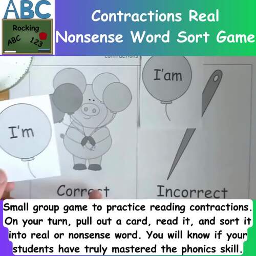 contractions correct or incorrect word sort game or craft | TPT
