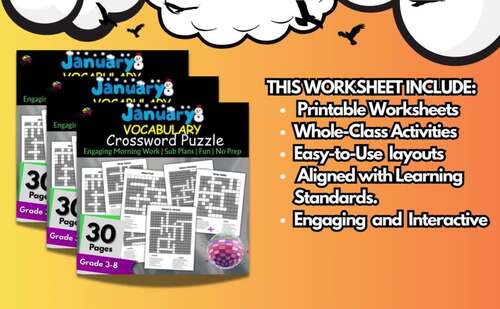 January Crossword Puzzle Morning Work Activities 4th,5th,6th,7th,8th ...