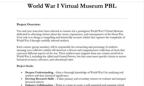 World War I Virtual Museum Project by PBL History & Civics | TPT