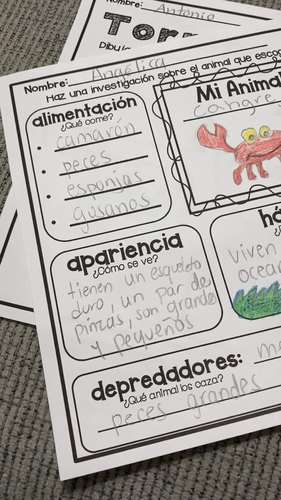 Proyecto de investigación de animales - Animal research project in Spanish