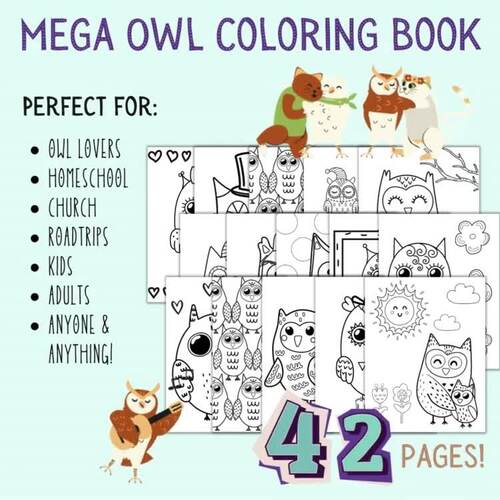 Coloring Pages- Owl Themed | Mindfulness Coloring Book for Kids & Adults