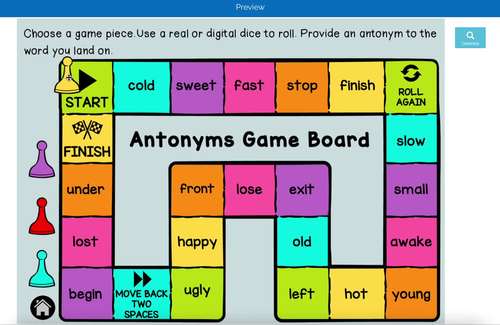 Synonym/Antonym Language Game Boards (Printables and Boom™ cards)