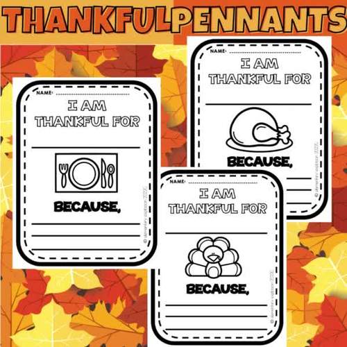 Thanksgiving Thankful Writing | Thankful Pennant Writing Printable No PREP