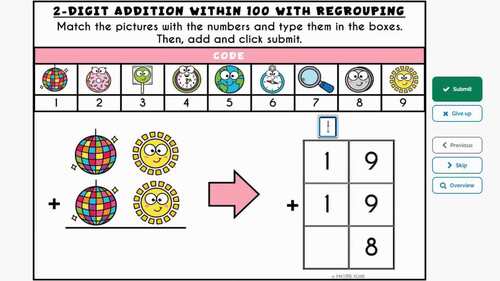 2-digit Addition With Regrouping, Dot Day Secret Code Boom Cards ...