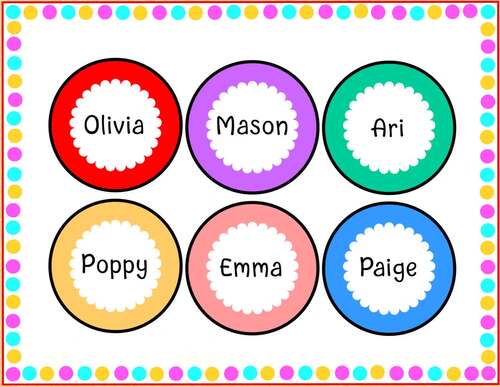 Printable Student Name Labels, Circle Name Plates, Cubby Tags, Editable ...