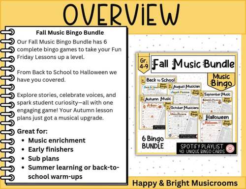 Back To School, Fall Quarter Music Bingo Bundle for Middle School ...
