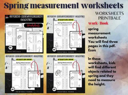 Spring measurement worksheets for kindergarten by English For Kids ABC