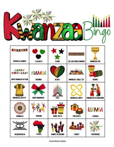 Kwanzaa Bingo Game, Black Culture Holiday Bingo Cards, Africa Classroom ...