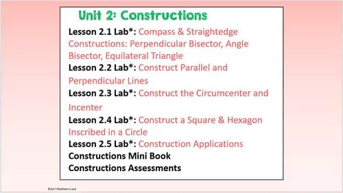 Geometry Constructions Bundle Assessments and Digital Lessons Distance ...
