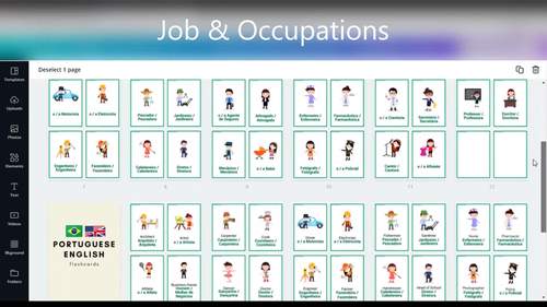 PORTUGUESE jobs occupations FLASH CARDS | professions portuguese flashcards