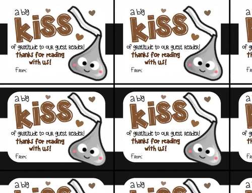 Cute Hershey Kisses Chocolate Guest Reader Appreciation Gift Tag- A big ...