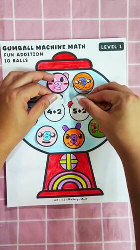 Fun Flip Flap Gumball Machine Math| Addition & Subtraction Activities ...