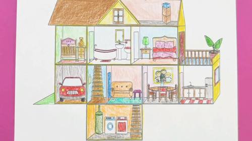 Partes de la casa - Parts of the house in Spanish Vocabulary and Writing
