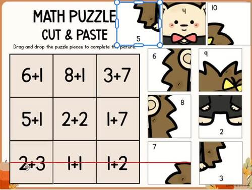 Thanksgiving Drag and Drop Math Puzzles Within 10 | Google Slides™ Activity