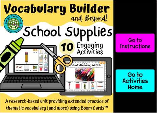 Vocabulary Builder and Beyond: School Supplies (Boom Cards™) Digital ...