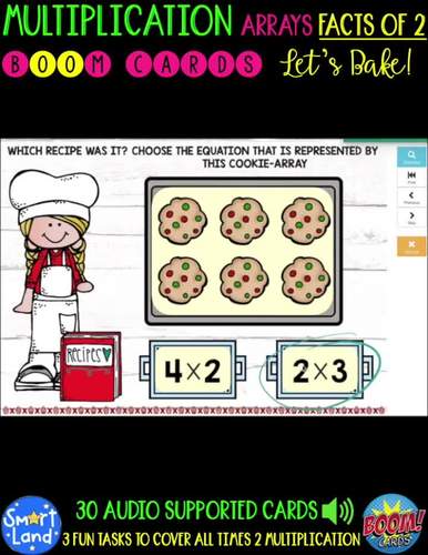 Multiplication with Arrays Facts of 2 digital cards | Baking Fun