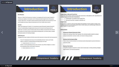 Shark Tank Business Curriculum, 9-Week Business Course for Middle School