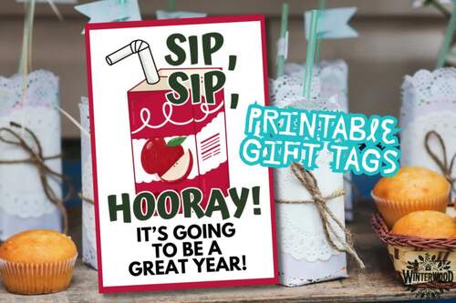 Sip Sip Hooray Back to School Printable Tags | First Day of School Student