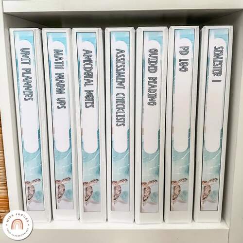Binder Covers and Spines | Modern Ocean Classroom Decor | Editable
