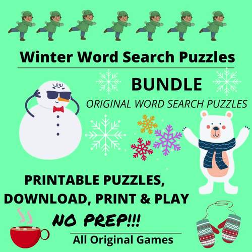 7 Winter Word Search Puzzle Bundle | Word Games for Snow, Ice and ...