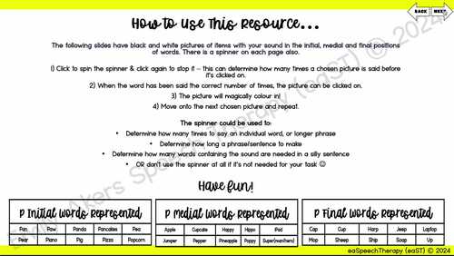 P Speech Sound No Prep Magic Colour Color Pictures Spinners PowerPoint ...