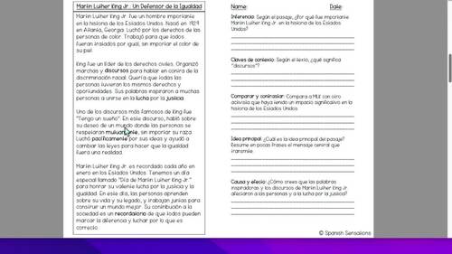 Spanish January Reading Comprehension Passages 3rd-4th Comprensión Lectoras