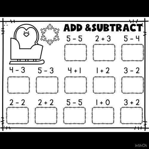 Winter Snow Day Math Worksheets | Addition & Subtraction Within 5