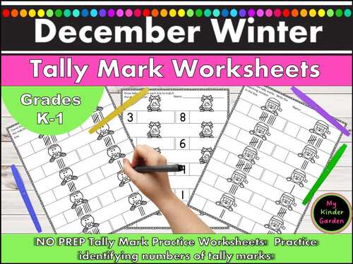 December Math Tally Mark Worksheets Count Draw Write Numbers 1-10 ...