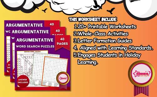 Argumentative Vocabulary Word Search Puzzle Activities 3rd, 4th, 5th ...