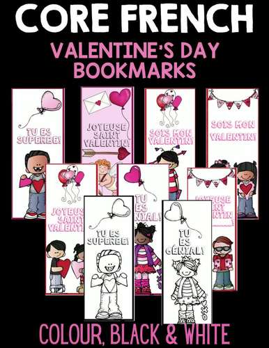 French Valentine's Day Bookmarks - le jour de saint valentin - Core French
