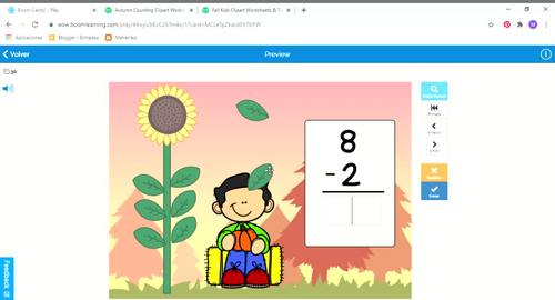 BOOM CARDS de otoño: RESTAS números del 10 | Digital Math Game in Spanish