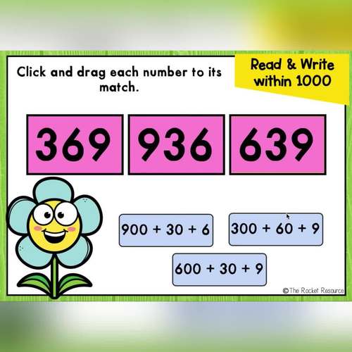 Spring Read and Write numbers to 1000 BOOM™ Cards | 2.NBT.3 | TPT