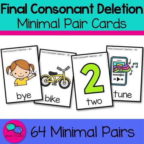 Final Consonant Deletion - Minimal Pairs Flashcards - Phonology - Cycles