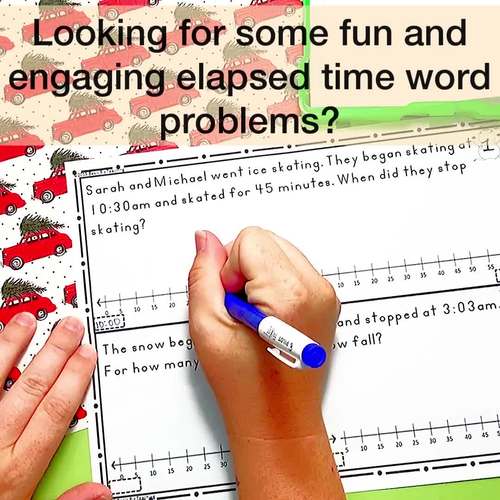 Elapsed Time on a Number Line math center by Basic Biz Teaching | TPT