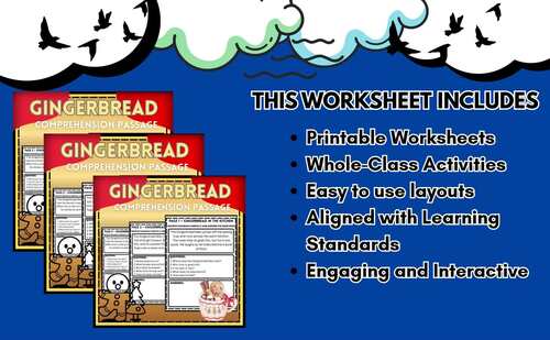 20 Gingerbread Reading Comprehension Pages • Short Passages, Ques & Ans ...