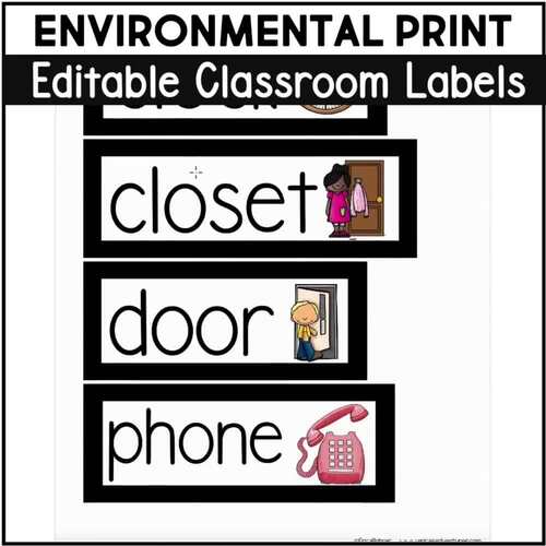 Environmental Print Classroom Labels | ESL | ENL | ELL Labels - Edit ...